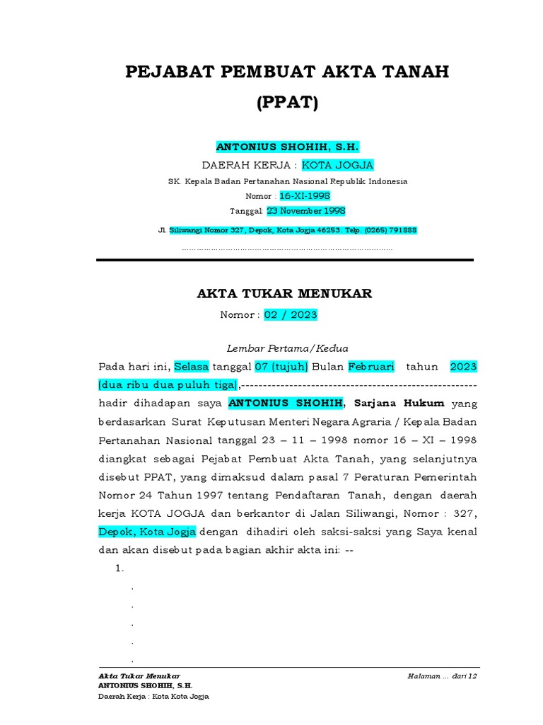 Akta Tukar-Menukar - E - 21303817 - ANDIKA IRFAN W | PDF