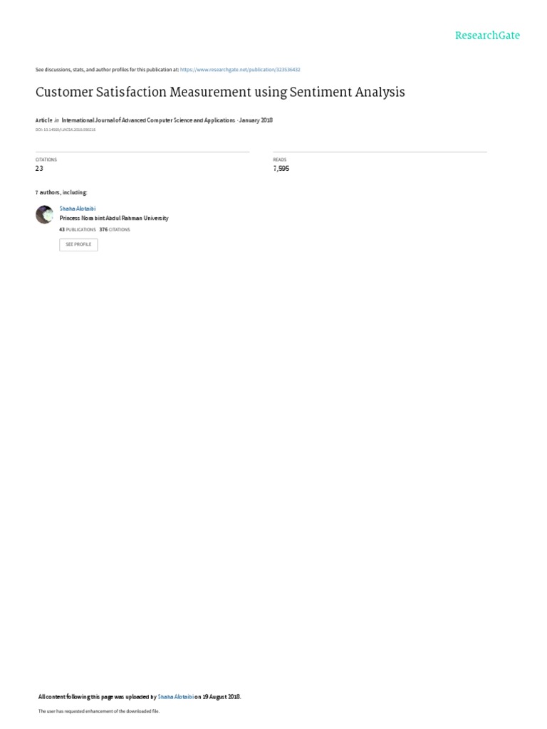 Paper 16-Customer Satisfaction Measurement Using Sentiment | PDF ... Paper 16-Customer Satisfaction Measurement Using Sentiment | PDF ...
