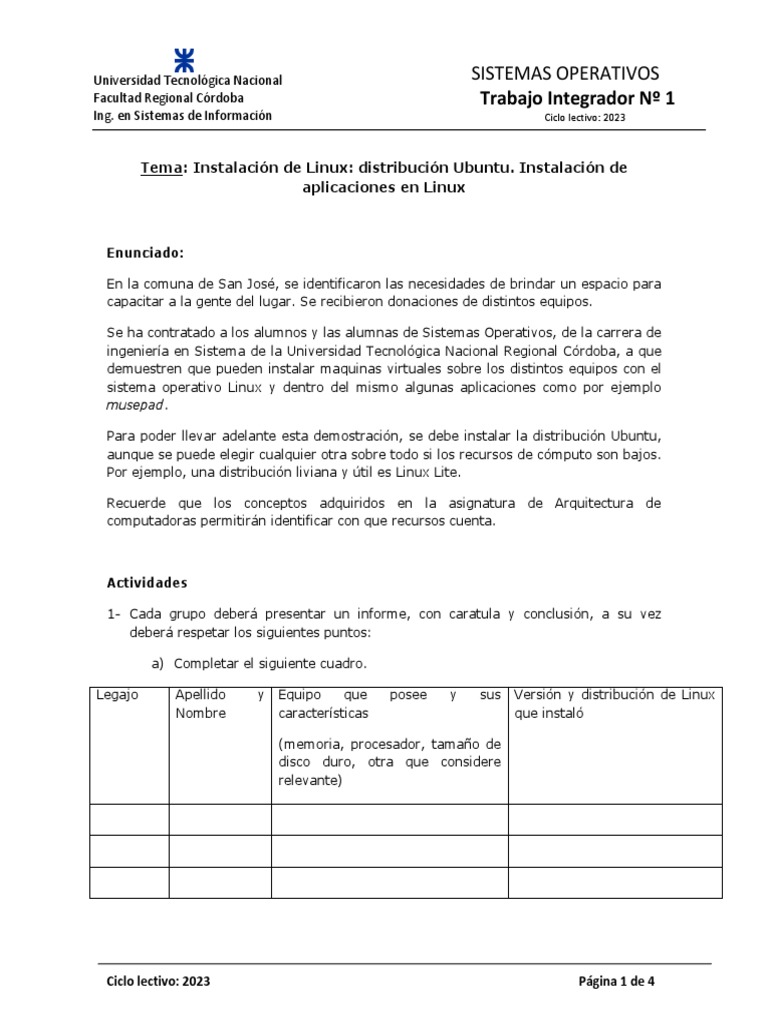 Sop - TP1 - 2023 | PDF | Distribución de Linux | Interfaz de línea de comando