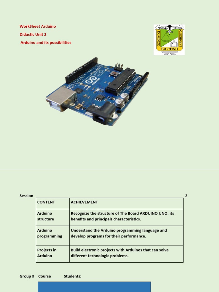 (P) Arduino-Worksheet-guia01-1102 | PDF | Arduino | Diodo emisor de luz