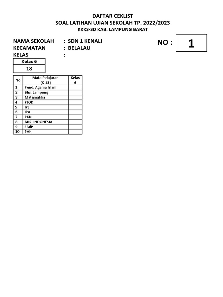 Daftar Ceklist | PDF