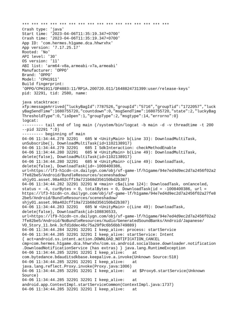Analysis of an Android Application Crash Report and Associated System Logs | PDF | Boolean Data ...