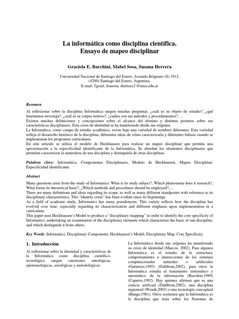 La Informática Como Disciplina Científica | PDF | Ciencias de la ...