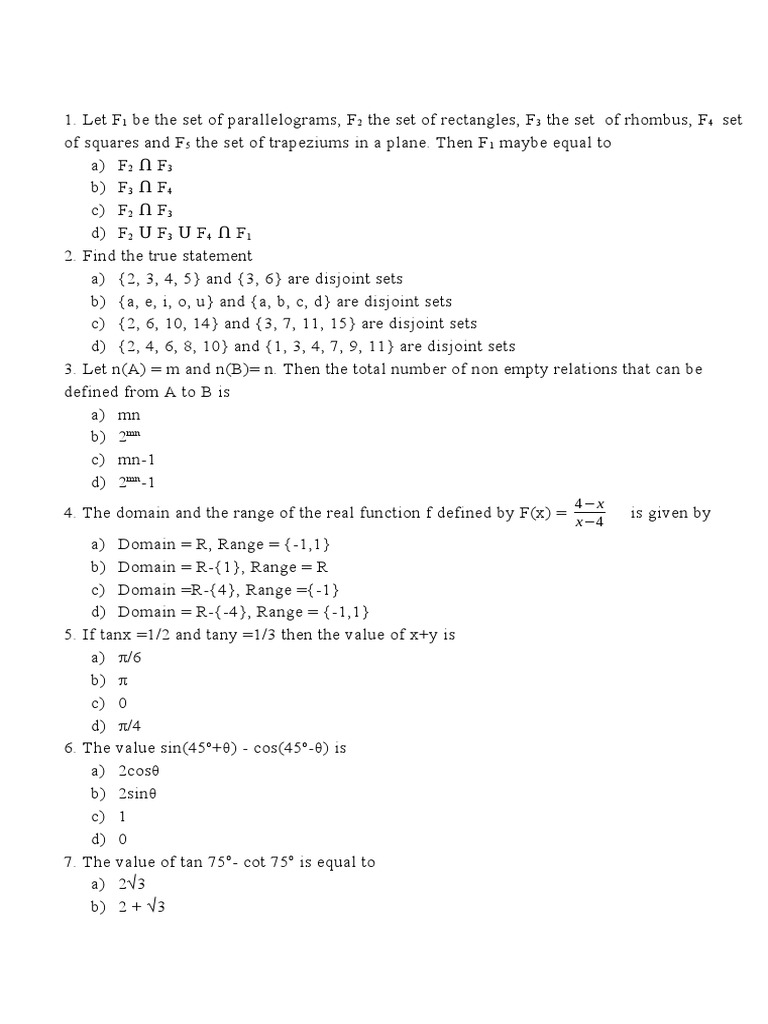Analysis of Mathematics and Logical Reasoning Questions | PDF ...