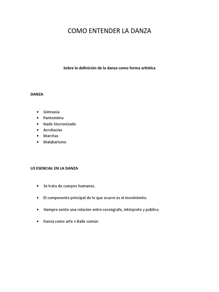 Understanding Dance: Defining Dance as an Art Form | PDF