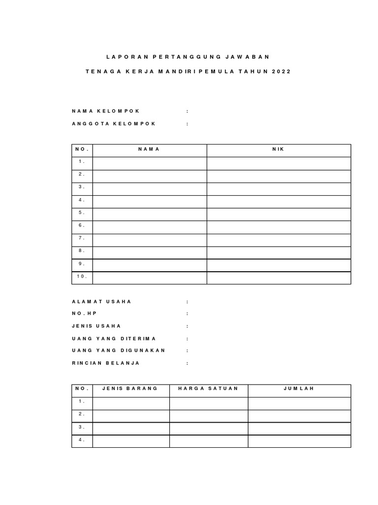 Contoh Rencana Format Laporan Pertanggung Jawaban | PDF
