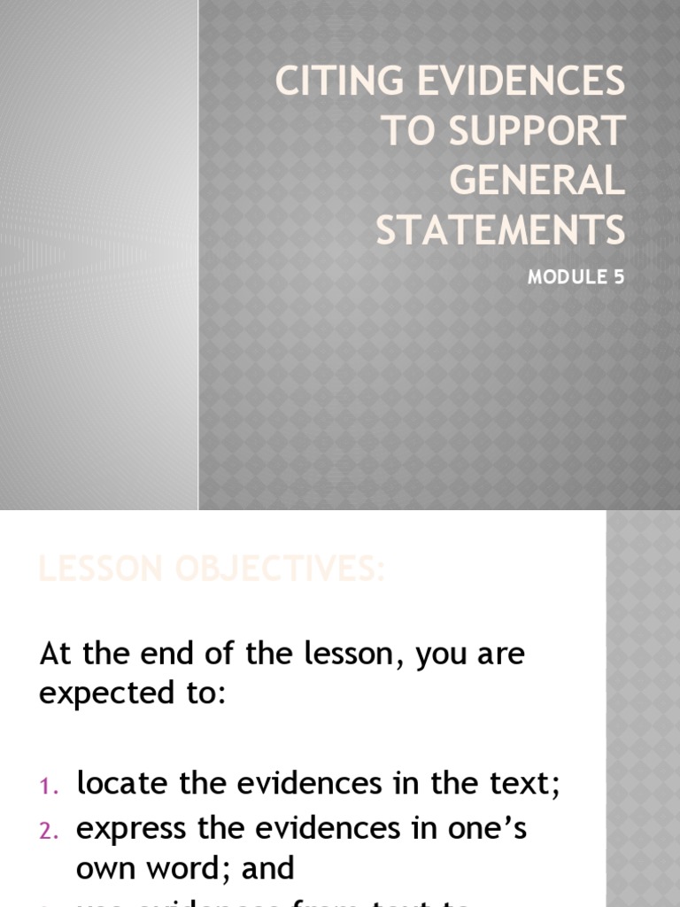 Citing Evidence for General Statements | PDF | Language Arts & Discipline