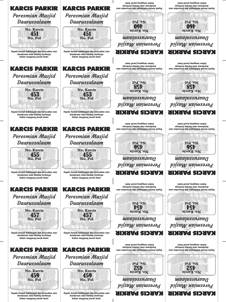 Contoh Desain Karcis Parkir | PDF