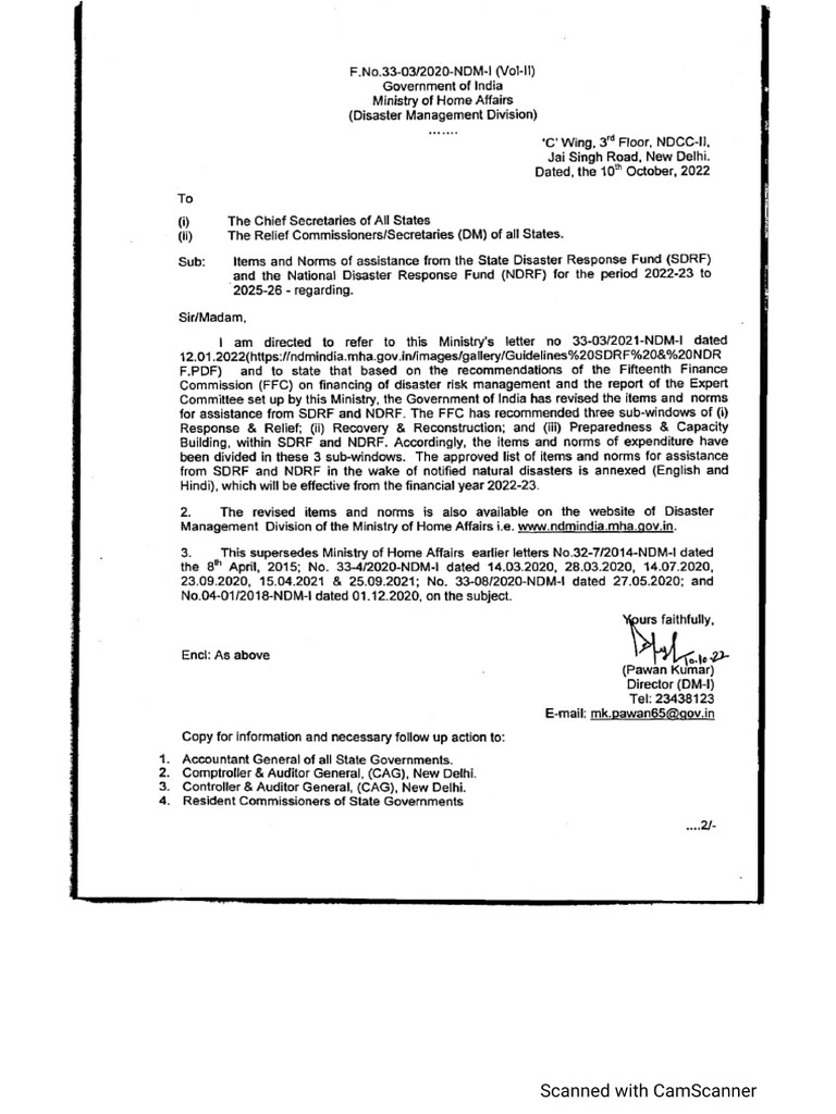 SDRF New Guidline Oct 2022 | PDF