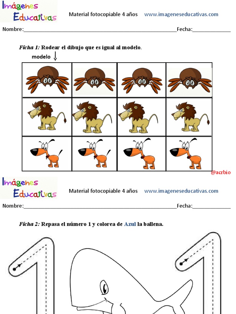 Ficha 1: Rodear El Dibujo Que Es Igual Al Modelo | PDF