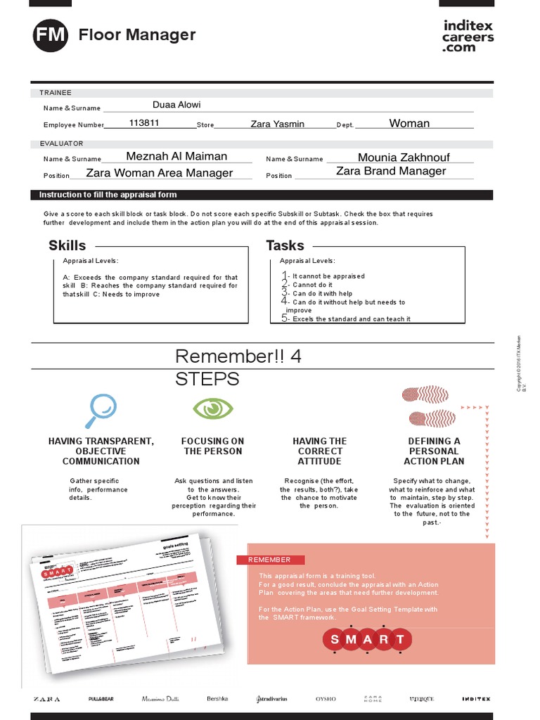 Remember!! 4 Steps: Floor Manager | PDF | Goal | Employee Retention