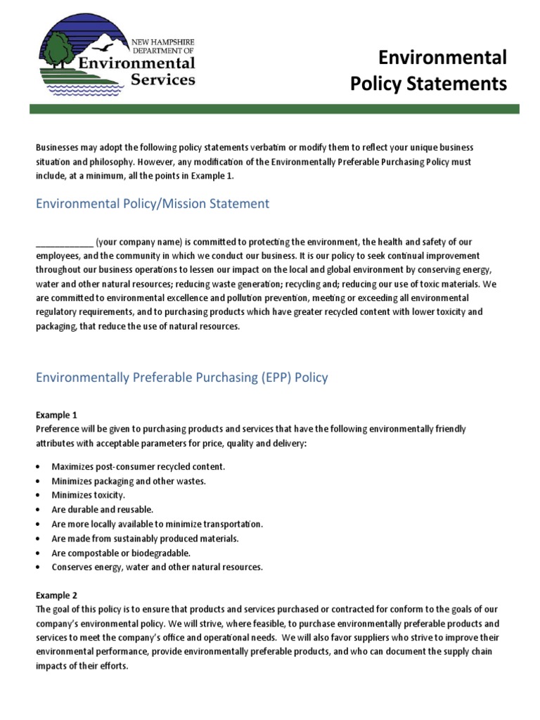 Policy Statement Templates | PDF | Recycling | Waste
