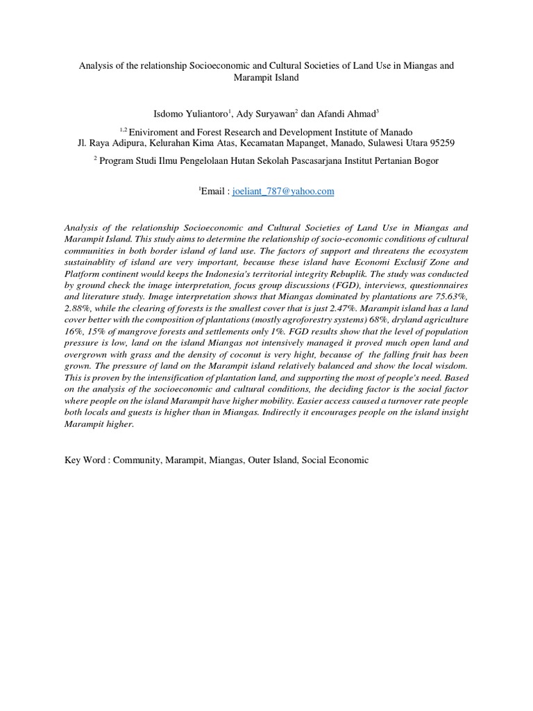 Analysis of The Relationship Socioeconomic and Cultural Societies of ...