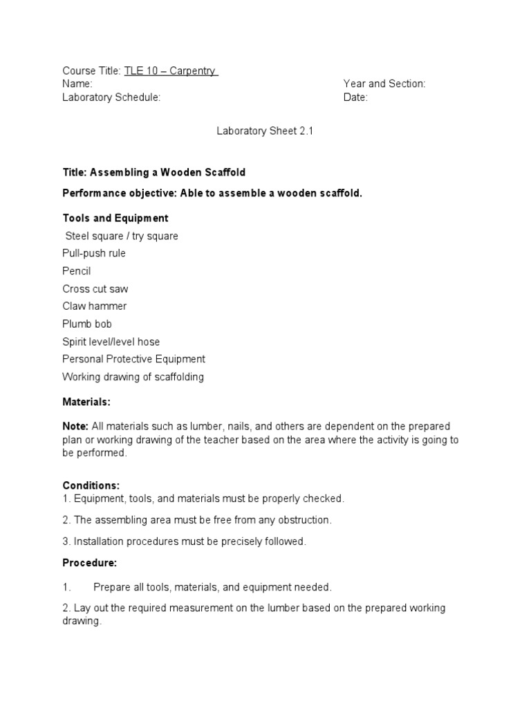 Carp Activity Sheet | PDF | Scaffolding | Personal Protective Equipment