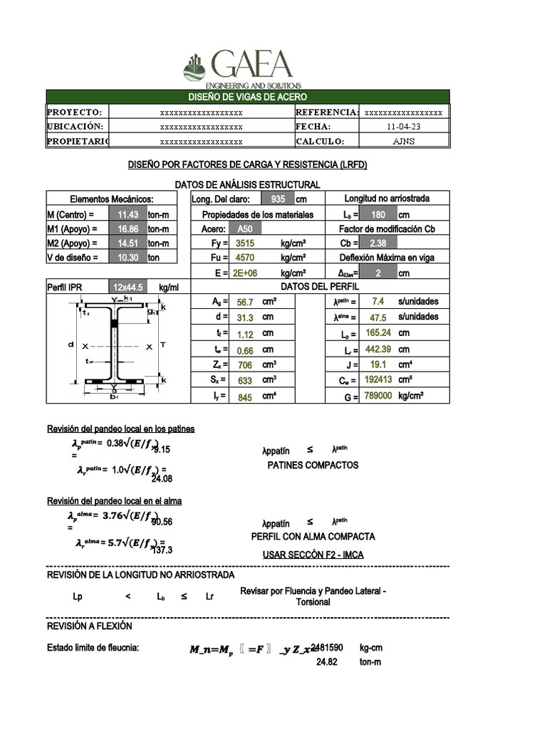 Diseño de Vigas Ipr LRFD | PDF | Viga (Estructura) | Pandeo