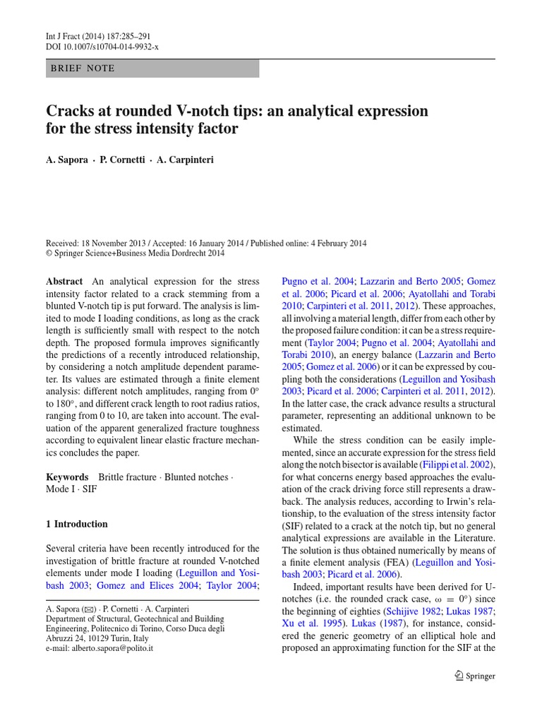2004 - Cracks at Rounded V-Notch Tips An Analytical Expression For The ...