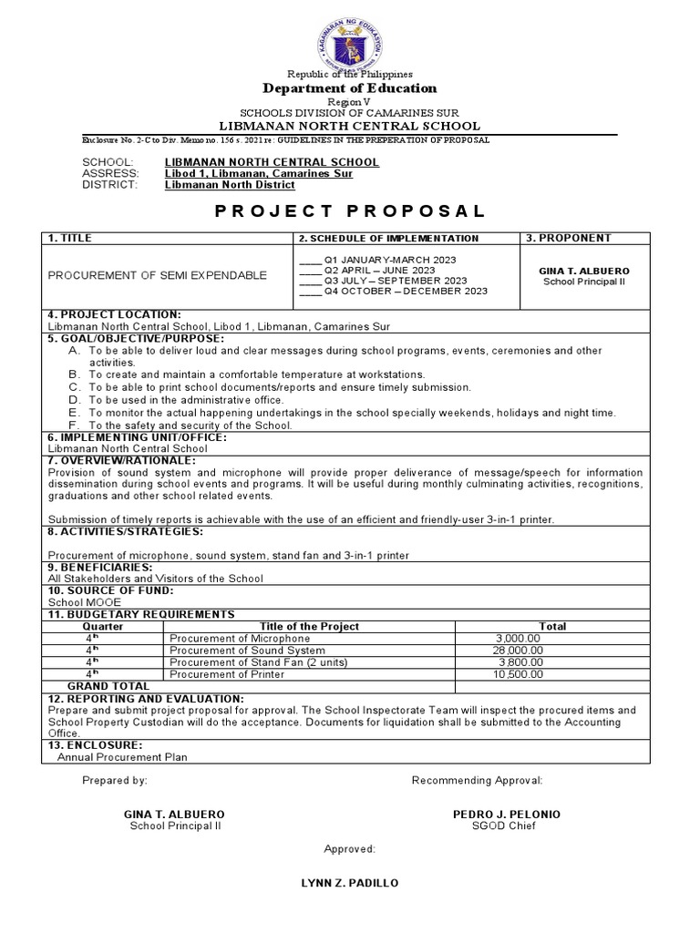 Project Proposal: Department of Education | PDF