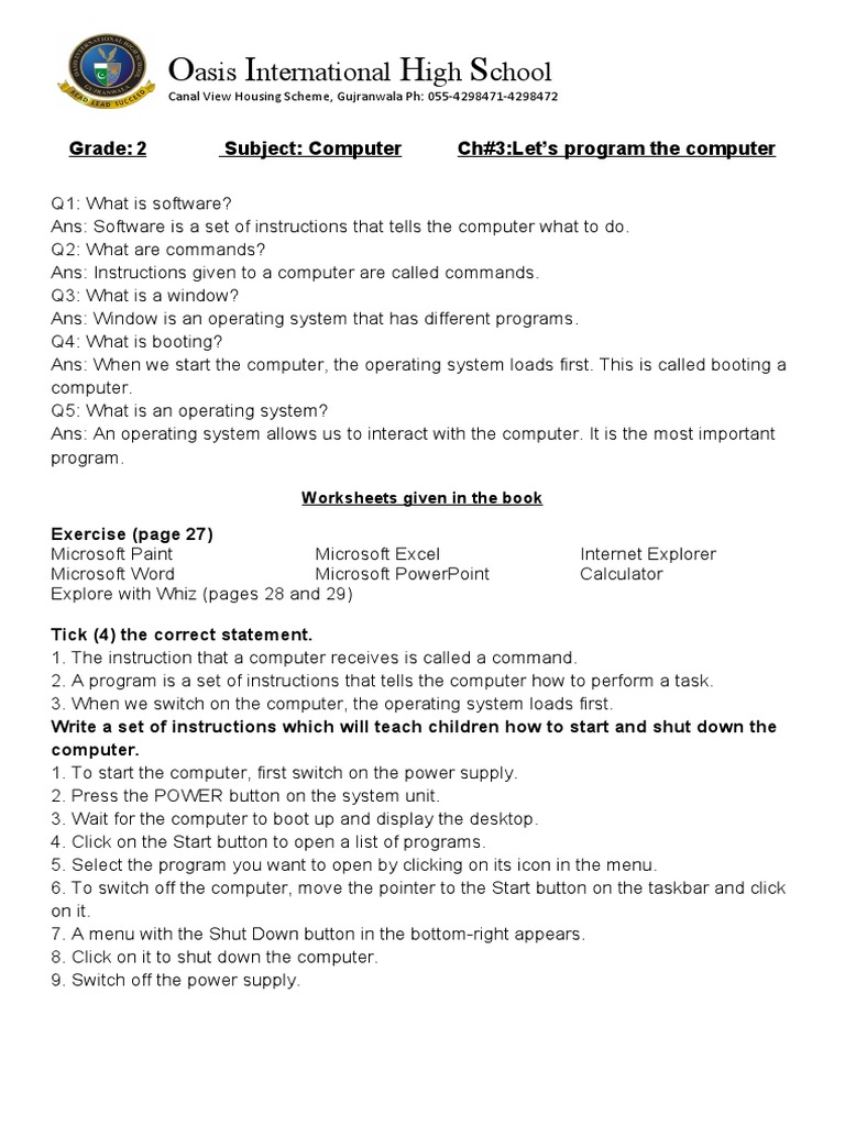Grade 2 ch#3,4 | PDF | Software | Software Development Grade 2 ch#3,4 | PDF | Software | Software Development