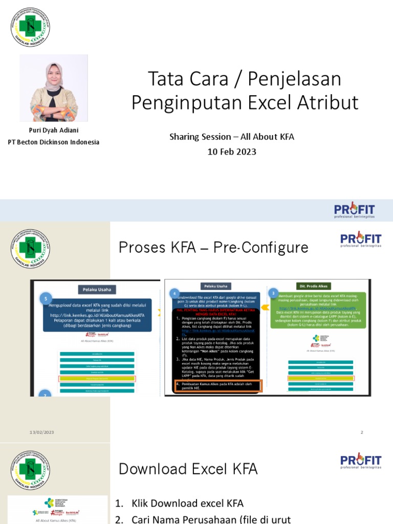 Tata Cara / Penjelasan Penginputan Excel Atribut: Sharing Session - All About KFA 10 Feb 2023 | PDF