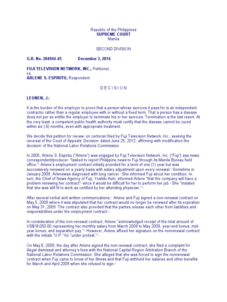 Labor Law Review Cases | PDF | Certiorari | Employment