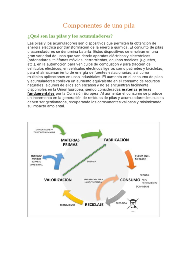 Componentes de Una Pila | PDF | Batería recargable | Química