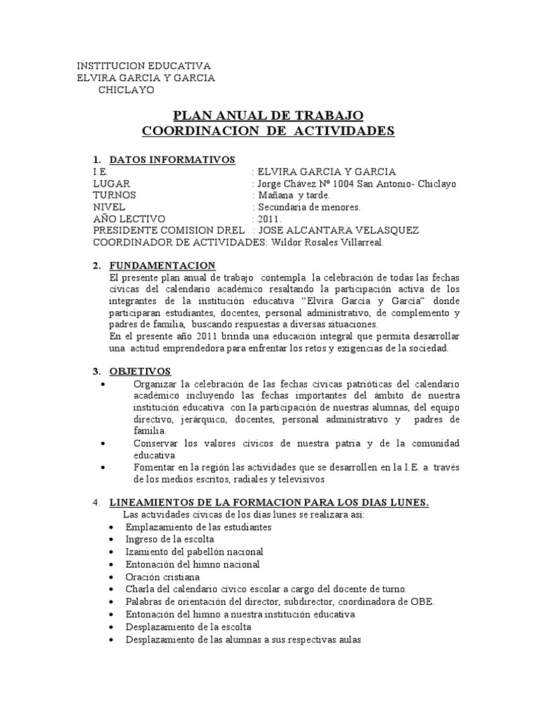 Plan Anual de Trabajo | PDF