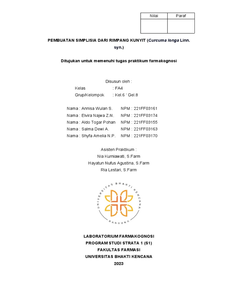 Laprak Farmakognosi Simplisia Jahe | PDF