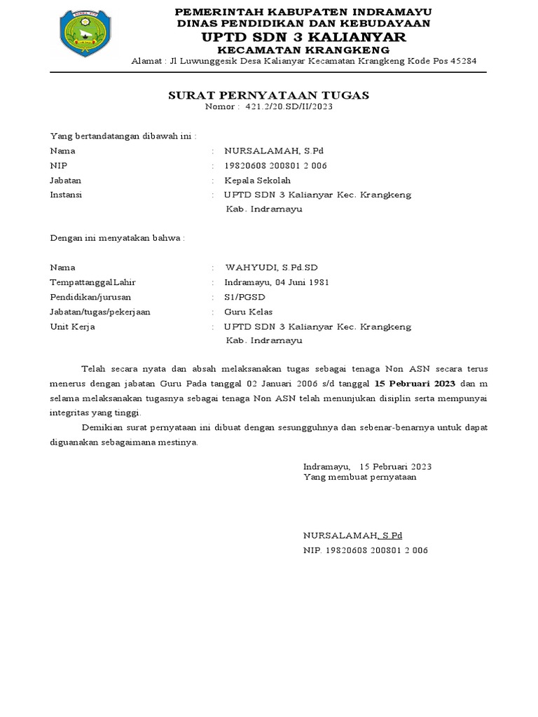 CONTOH Surat Pernyataan Keabsahan Dokumen | PDF