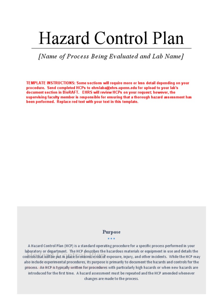 Laboratory Hazard Control Plan Template | PDF | Hazards | Laboratories