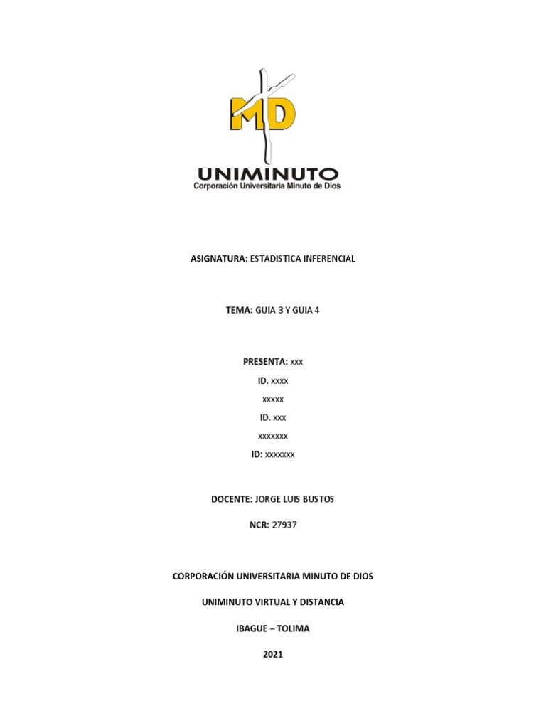 Guia 3 y Guia 4 - Resueltas Estadistica | PDF | Intervalo de confianza ... Guia 3 y Guia 4 - Resueltas Estadistica | PDF | Intervalo de confianza ...