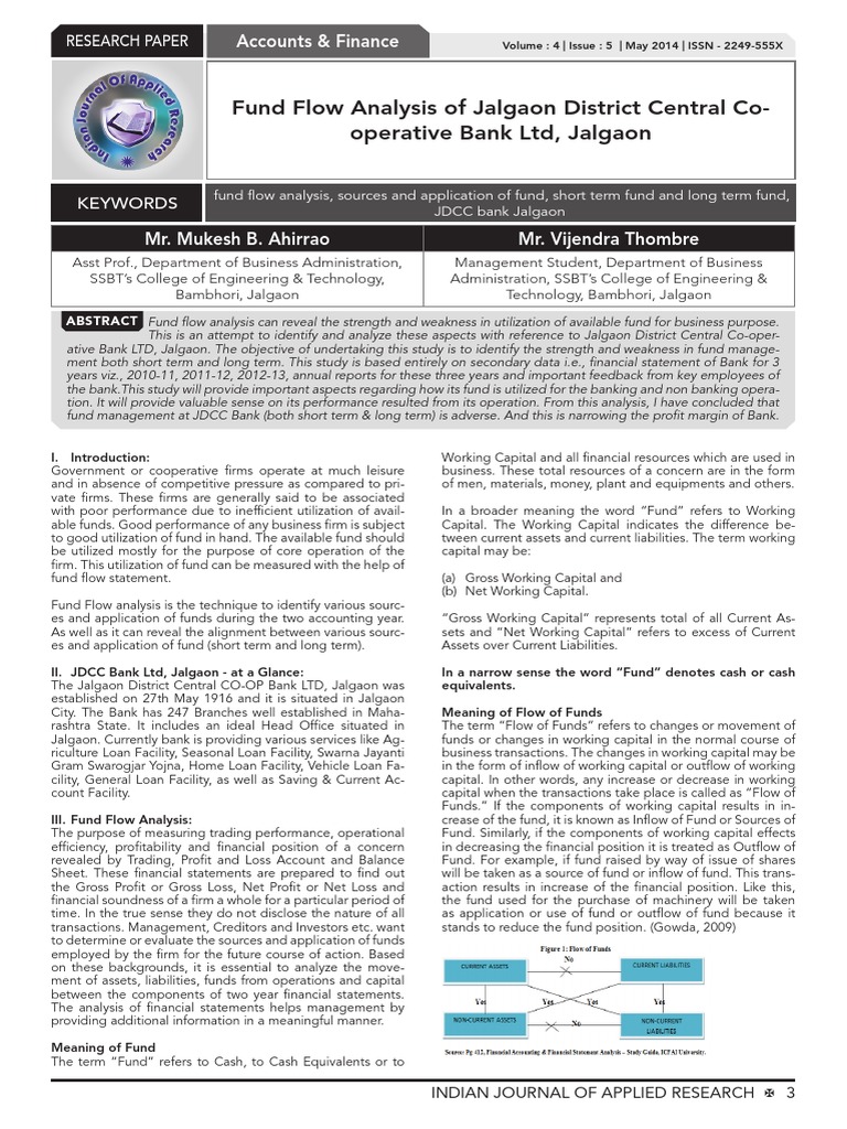 Fund Flow Analysis of JDCC Bank, Jalgaon | PDF | Working Capital | Banks