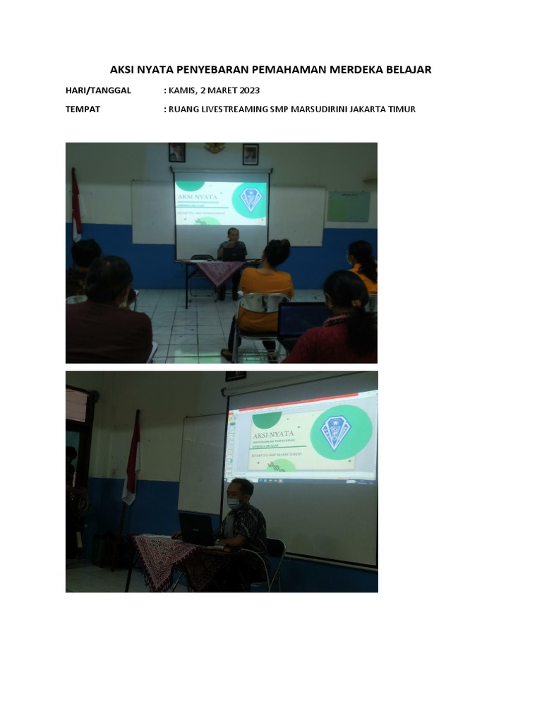 Aksi Nyata Penyebaran Pemahaman Merdeka Belajar-Rendra Hadi Saputra-Smp Marsudirini | PDF