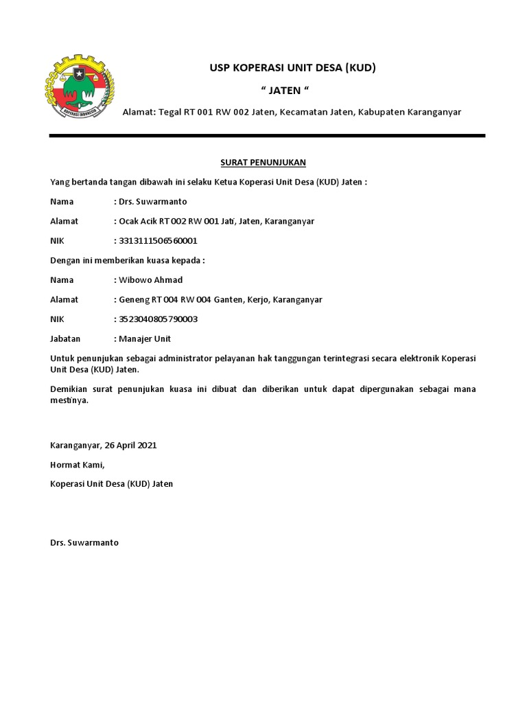 Surat Penunjukan | PDF