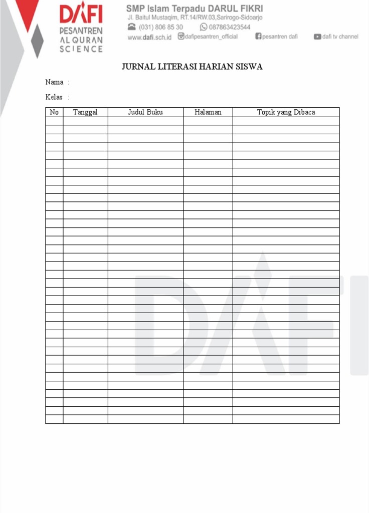 Jurnal Literasi Harian Siswa | PDF | Fiksi Umum