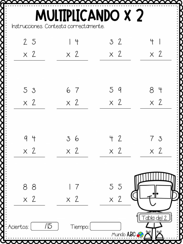 Tablas de multiplicar del 2 al 9 con ejercicios de práctica | PDF