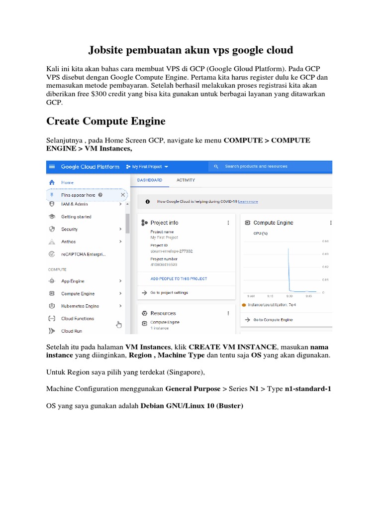 Jobsite Pembuatan Akun Vps Google Cloud: ENGINE VM Instances | PDF