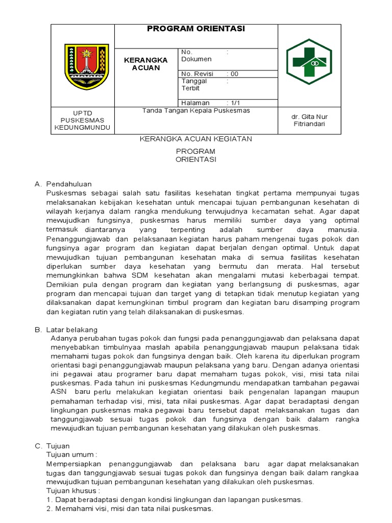 KAK Program Orientasi NEW | PDF