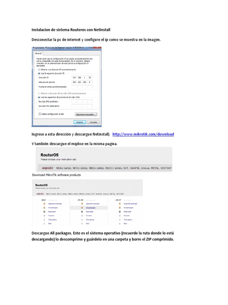 Instalacion de Sistema Routeros Con NetInstall | PDF | Juegos y ...