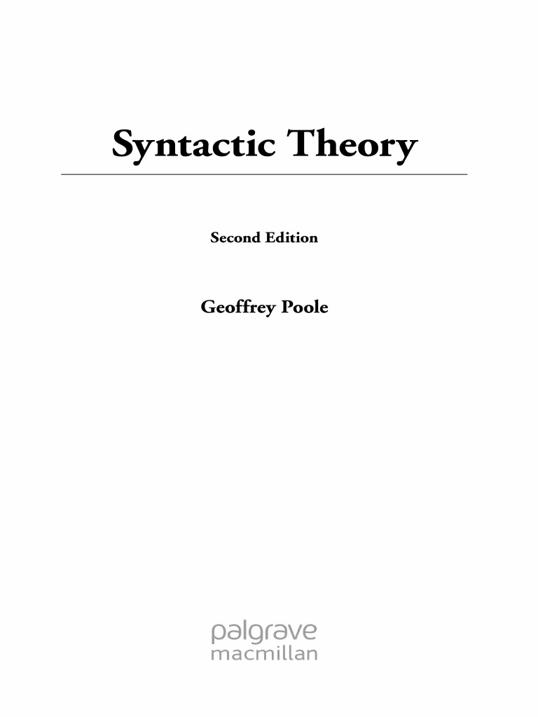 Syntactic Theory: Geoffrey Poole | PDF | Phrase | Syntax