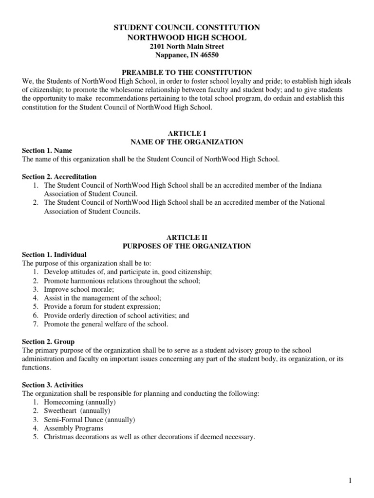 Constitution of NWHS Student Council | PDF | Constitutional Amendment ...