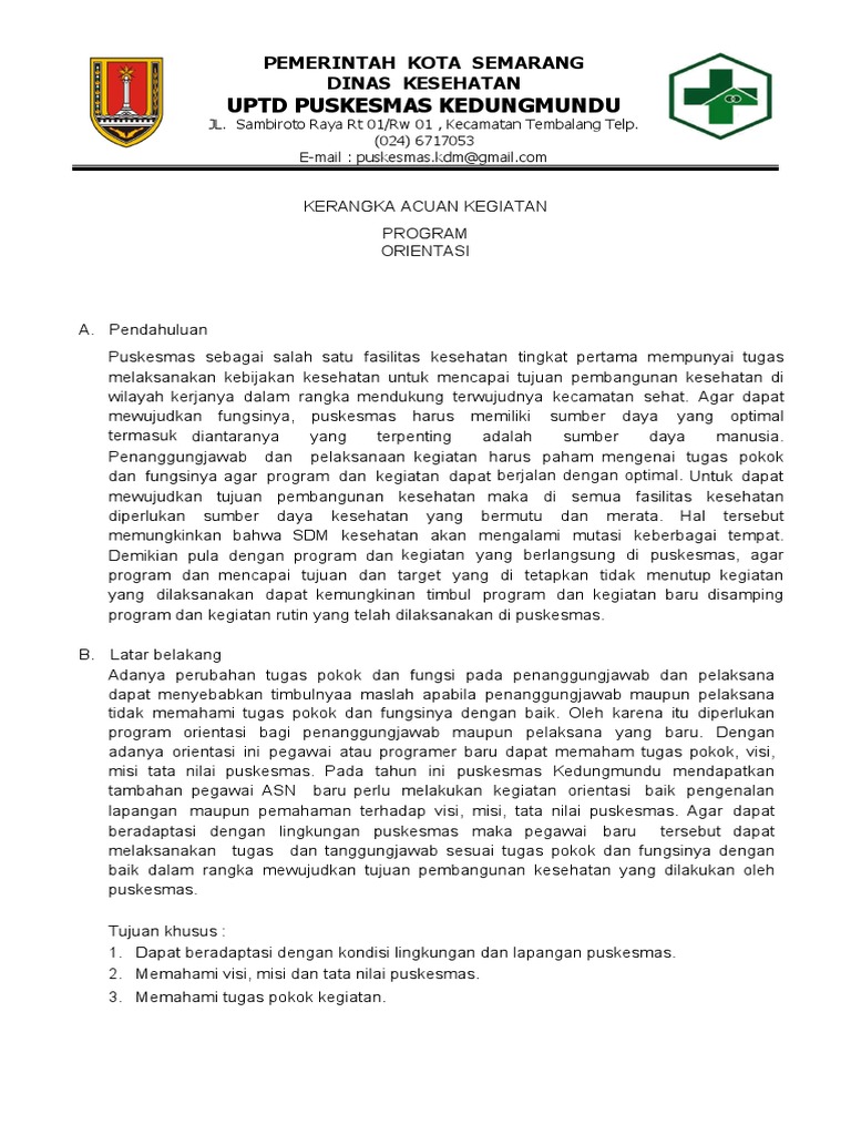 KAK Program Orientasi | PDF