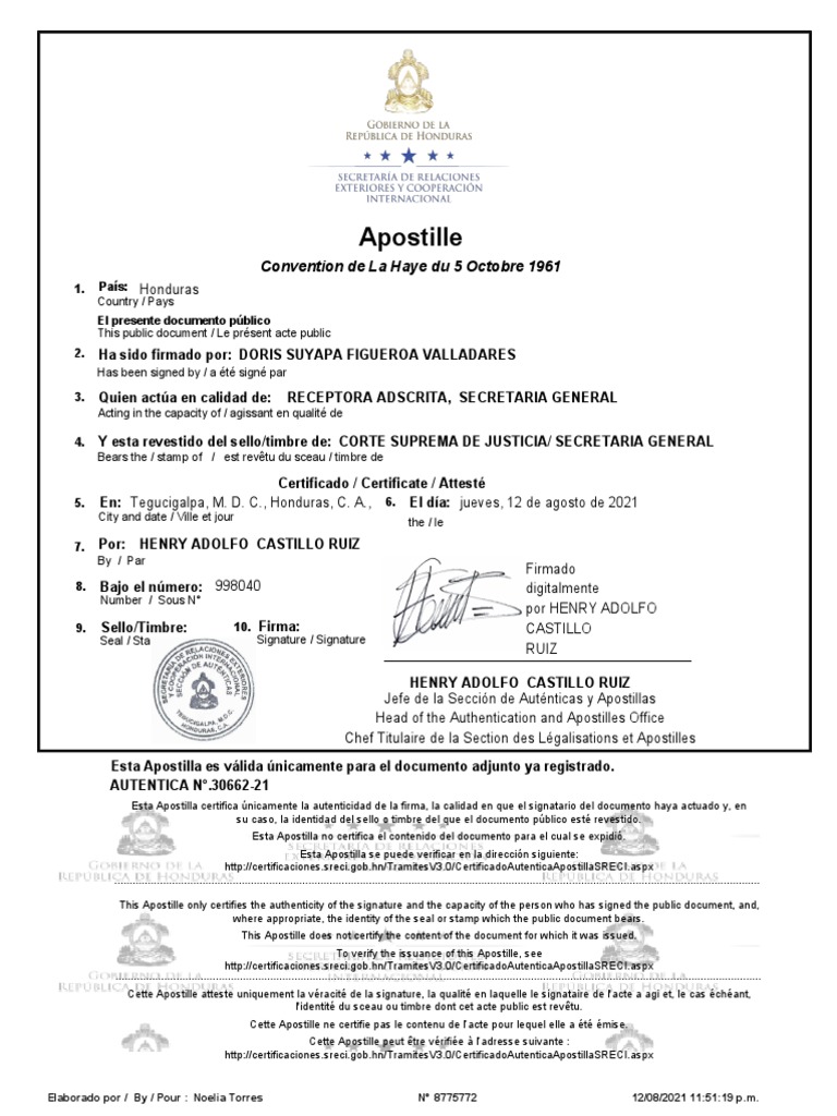 Apostille: Convention de La Haye Du 5 Octobre 1961 | PDF