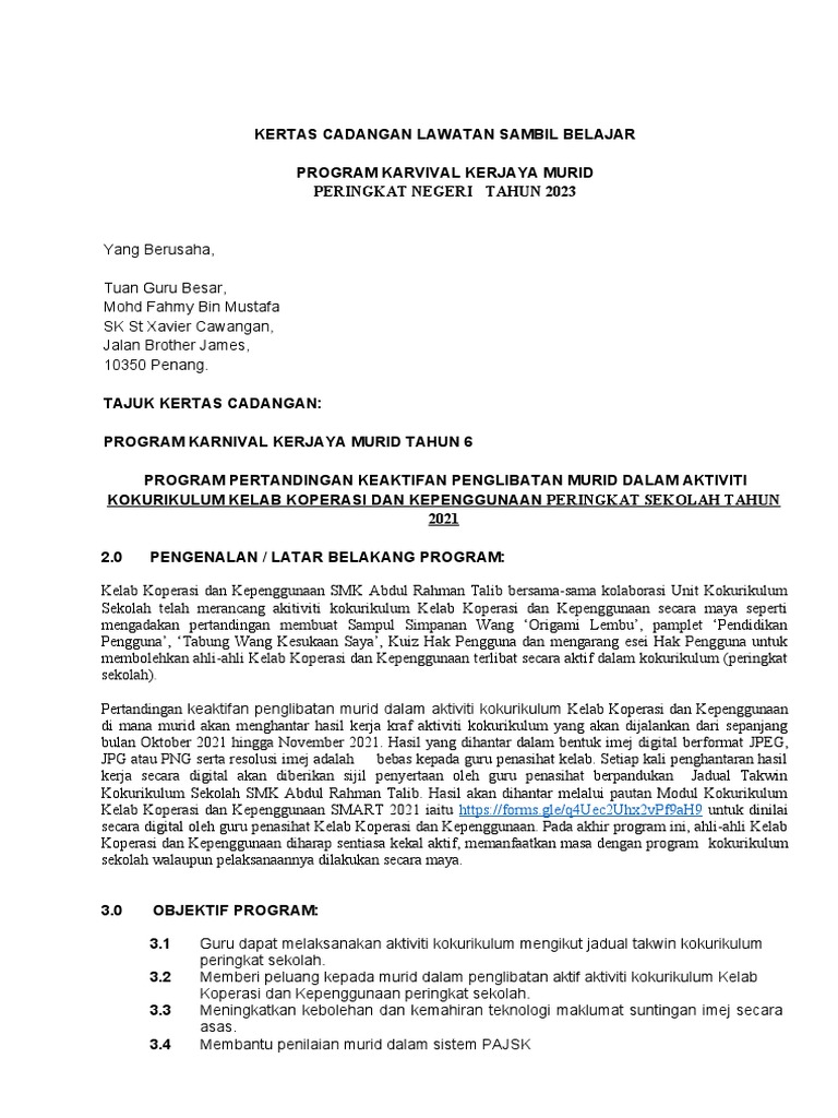 Contoh Kertas Kerja 2022 | PDF