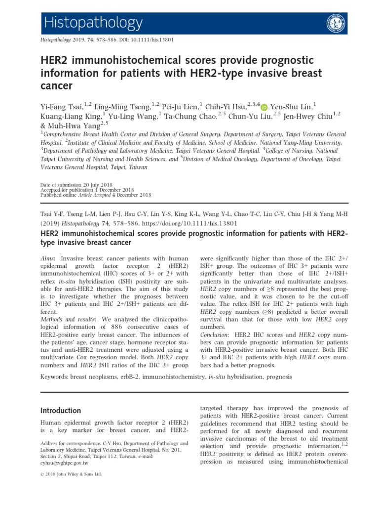 HER2 Immunohistochemical Scores Provide Prognostic Information For ...