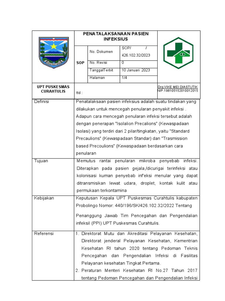 Sop Penatalaksanaan Pasien Infeksius | PDF