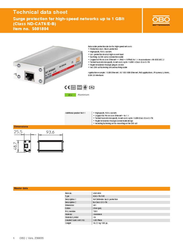 Surge Protection for CAT6 Networks | PDF | Electrical Connector ...