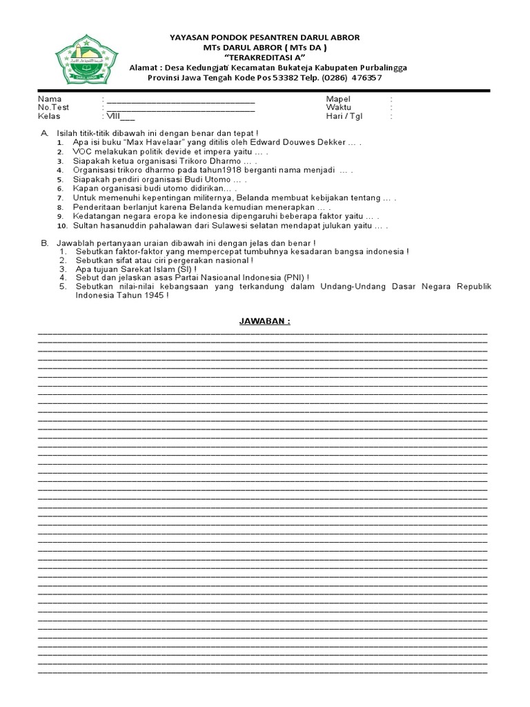 Soal PHB Kelas 8 Semester 2 | PDF