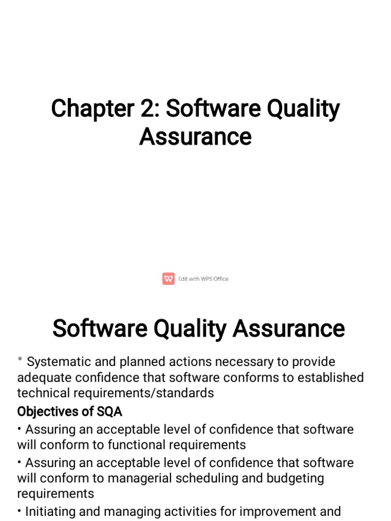 Chapter 2 SQA | PDF | Quality Assurance | Software Quality