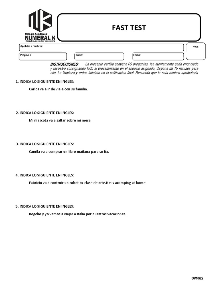 Fast Test Secundaria | PDF