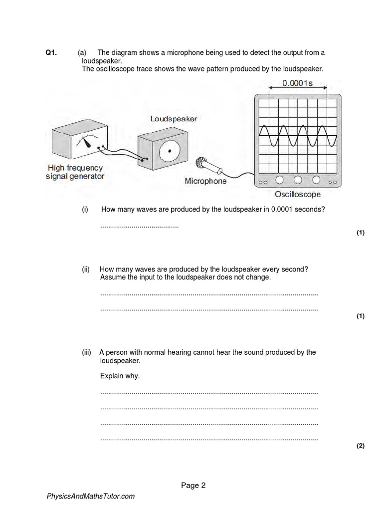 Q1. (A) The Diagram Shows A Microphone Being Used To Detect The Output From A | PDF | Ultrasound ...